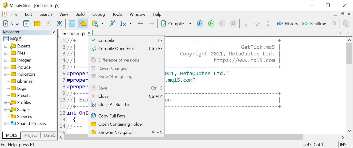New MT5 platform build comes equipped with improved code navigation in ...