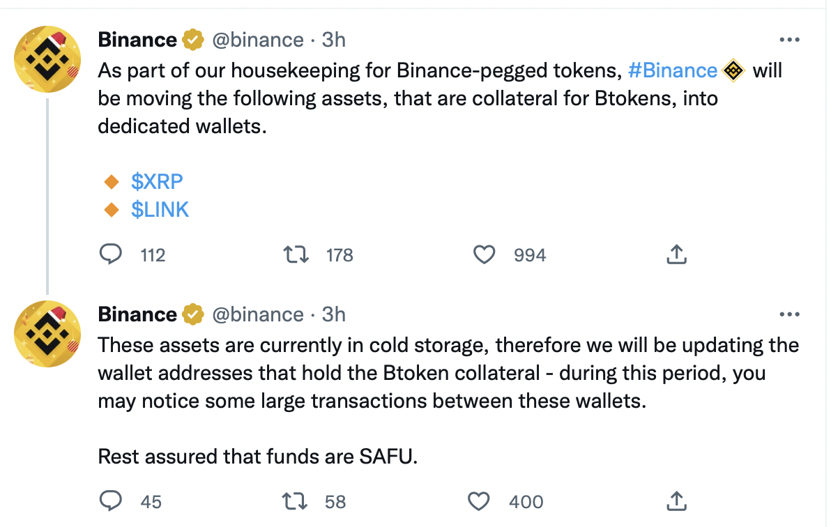 Binance to move $XRP and $LINK into dedicated wallets - FX News Group