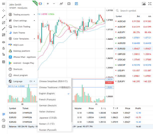 MetaTrader 5 Web Terminal build 3640 adds UI translations - FX News Group