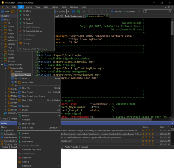 Mt5 Platform Beta Build 5050 Transition To Git And Mql5 Algo Forge