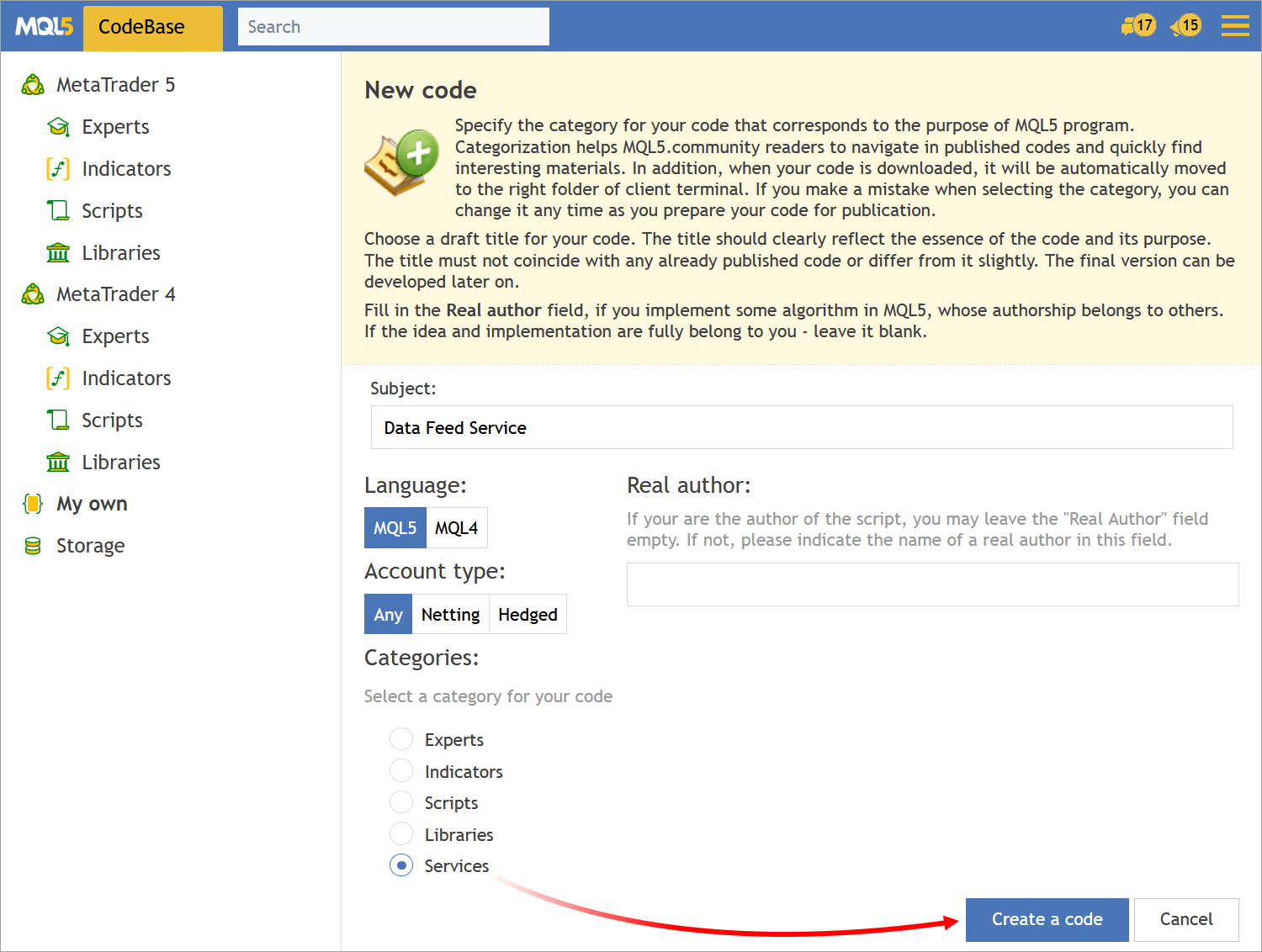 New MT5 build comes with separate CodeBase category for services - FX News Group
